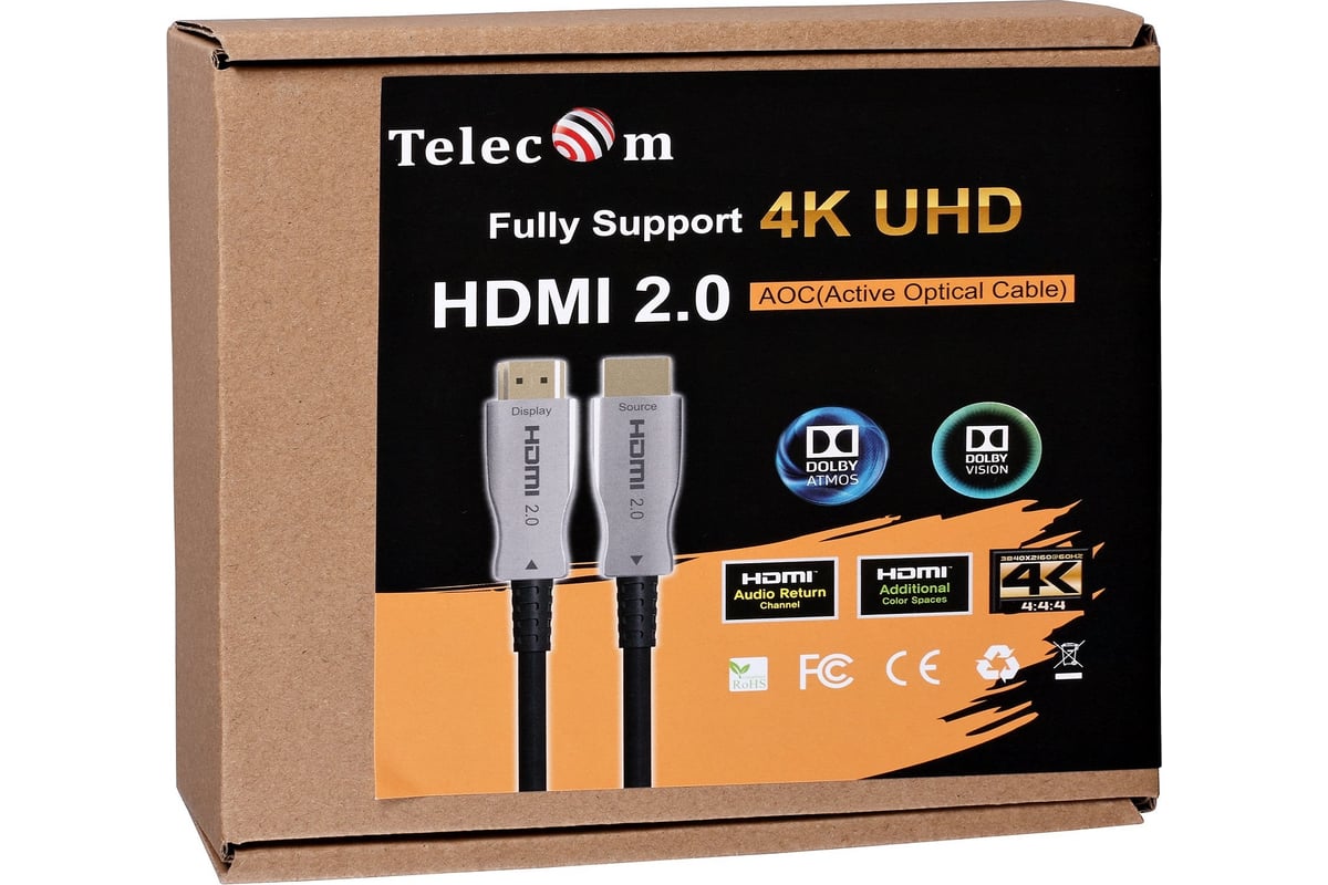 Активный оптический кабель hdmi 19m/m ver 2.0 Telecom 4k 60hz 10m ...
