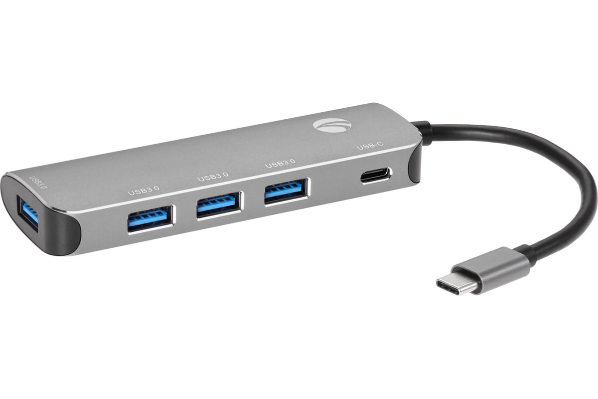 Aдаптер VCOM концентратор type c - 4 port usb 3.0 hub и pd alum shell ...