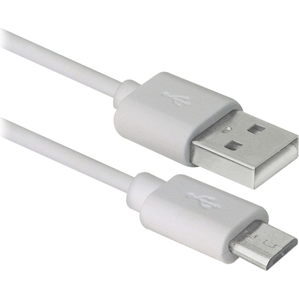 USB кабель Defender USB08-10BH USB2.0 белый, AM-MicroBM, 3м 87468 ...
