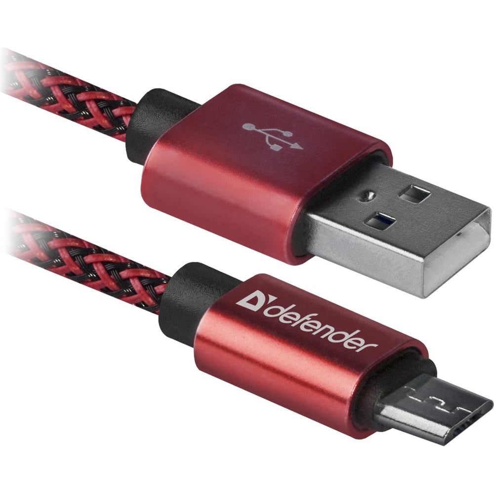 USB кабель Defender USB08-03T PRO USB2.0 Красный, AM-MicroBM, 1m, 2.1A ...