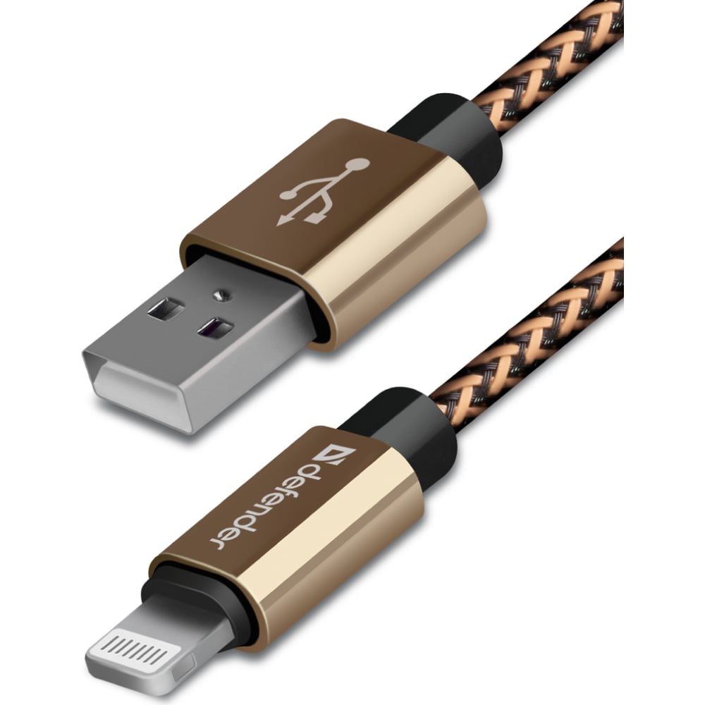 USB кабель Defender ACH01-03T PRO USB2.0 Золотой, AM-LightningM,1m,2.1А ...