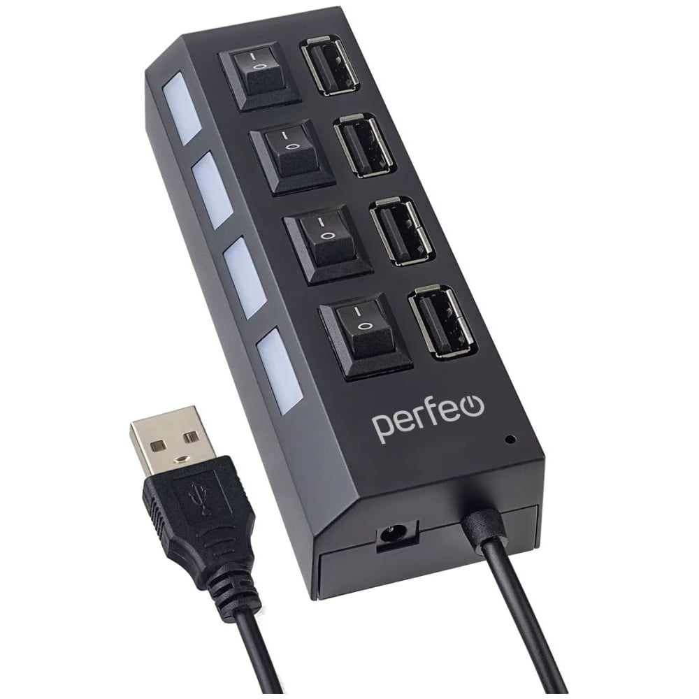 USB-HUB PERFEO 4 Port, (PF-H030 Black), черный 30015345 - выгодная цена, отзывы, характеристики ...