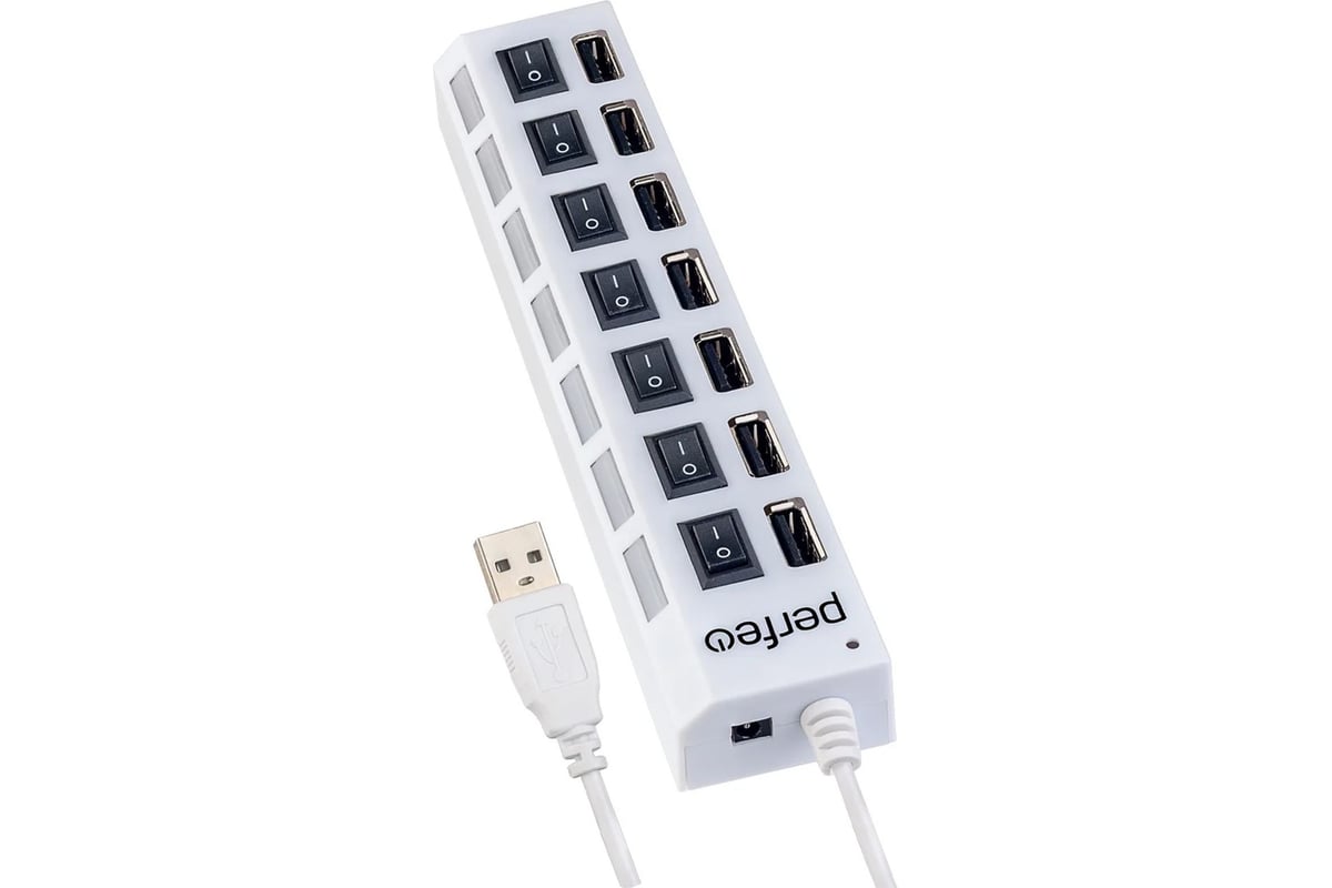 USB-хаб PERFEO USB-HUB 7 Port, (PF-H033 White), белый 30015349 - выгодная цена, отзывы ...