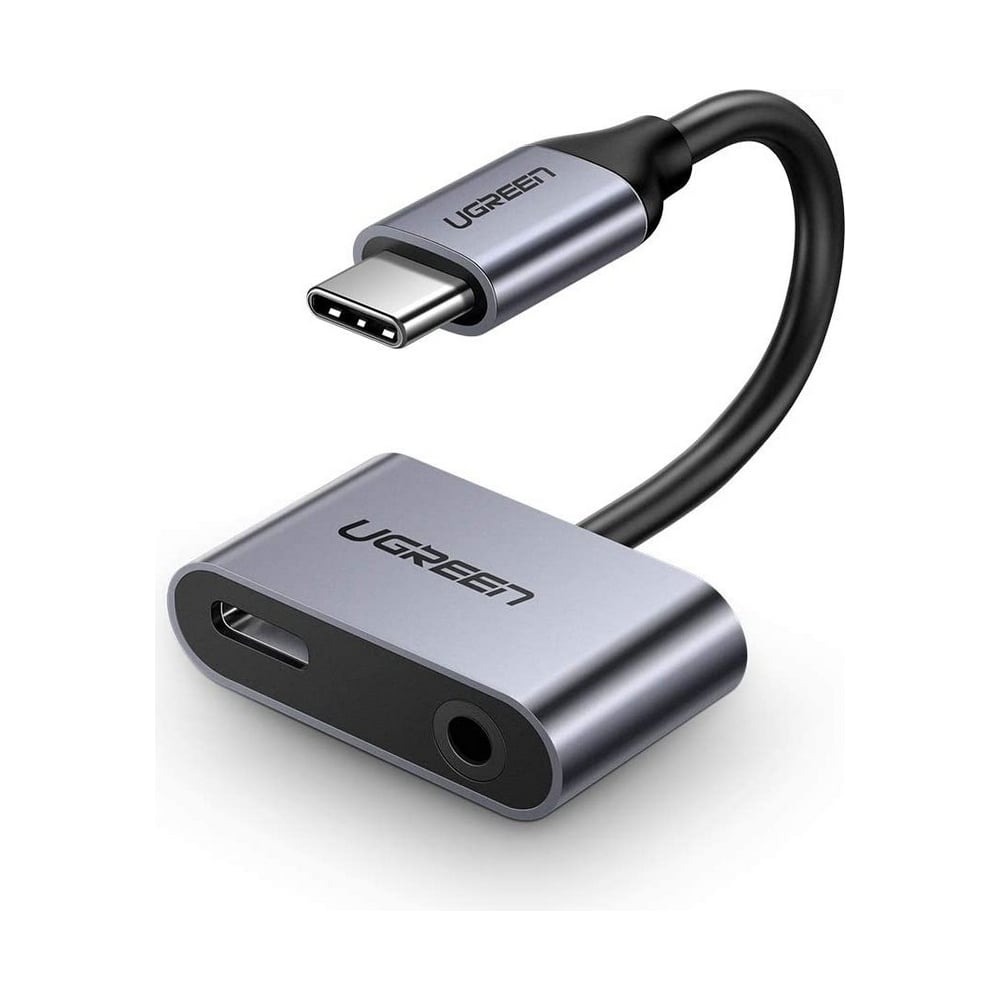 Адаптер Ugreen Usb C в Usb C 3 5мм аудио цвет черно серый длина 0 1м