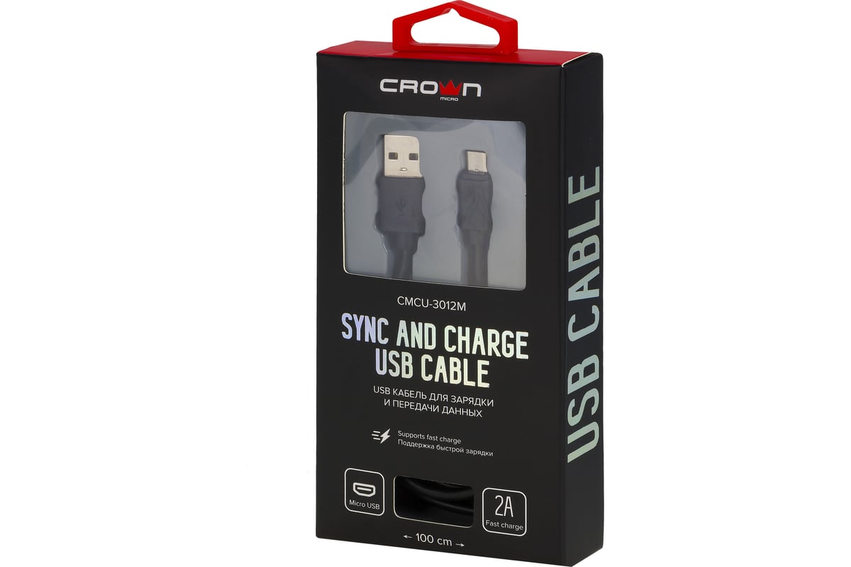 Кабель CROWN USB - microUSB CMCU-3012M black CM000002094 - выгодная ...