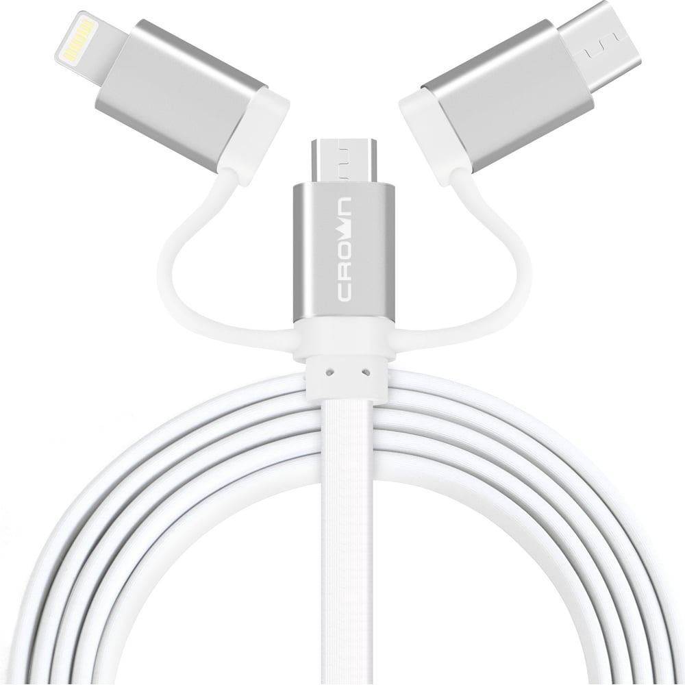 Кабель CROWN USB - microUSB/USB Type-C/Lightning CMCU-3182 white ...