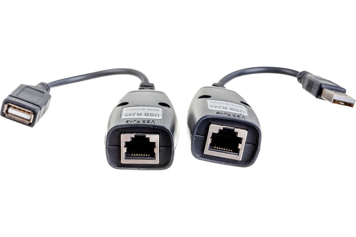 Адаптер-удлинитель VCOM USB-AM/AF - RJ45, по витой паре, до 45m CU824 ...