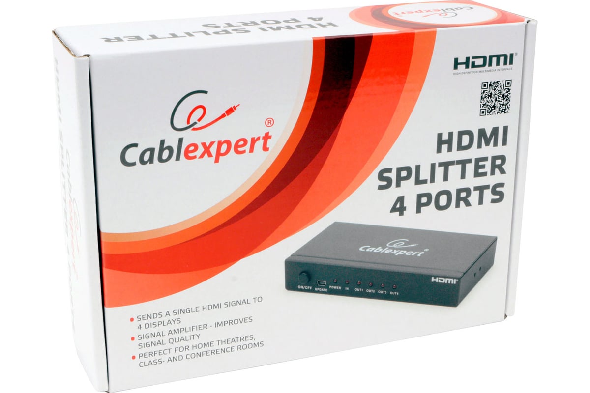 Разветвитель Cablexpert HDMI HD19F/4x19F, 1 компьютер=4 монитора, Full ...