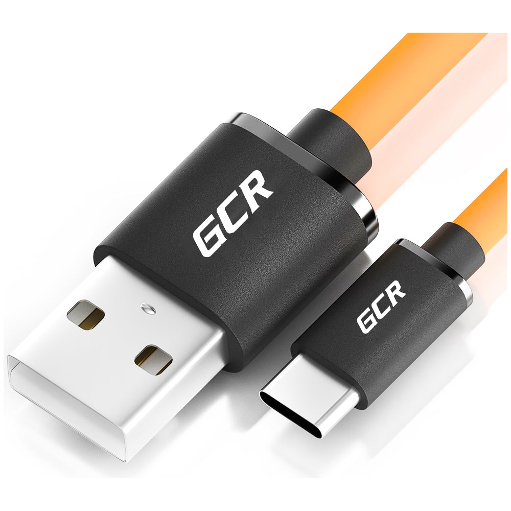 Кабель для зарядки телефона GCR TypeC, 1.0m, оранжевый 51918 - выгодная ...