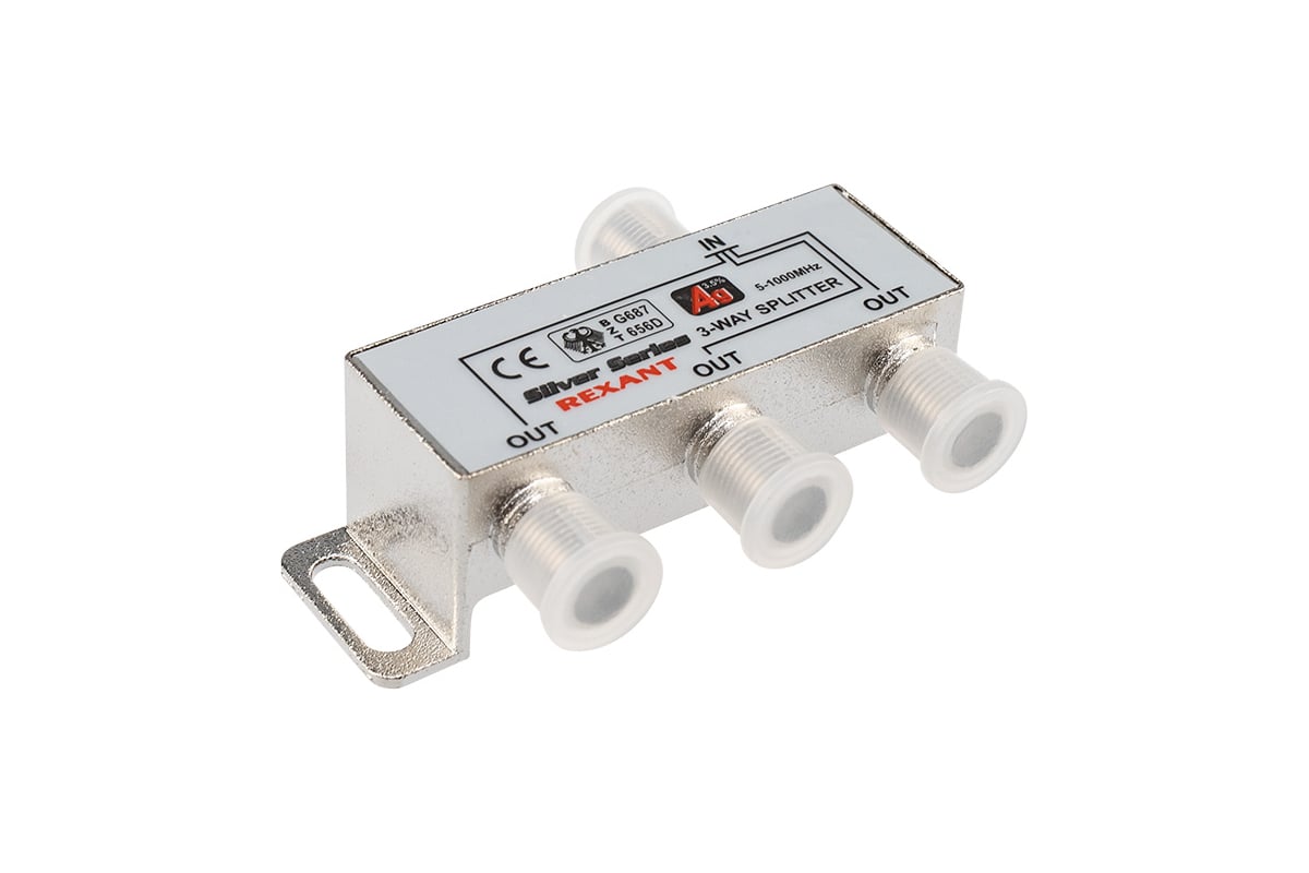 Делитель REXANT ТВ х 3 + 4шт. F BOX 5-1000 МГц Silver 05-6102 - выгодная цена, отзывы ...