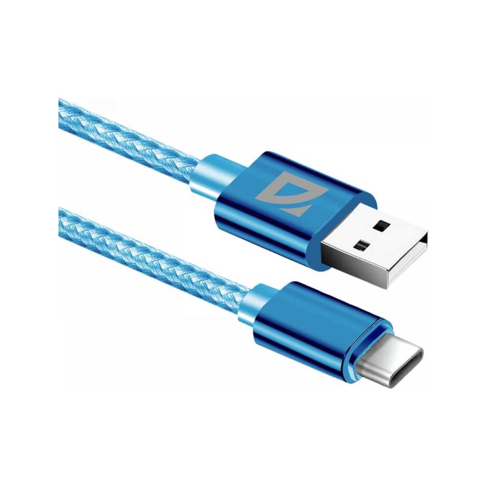 USB-кабель DEFENDER F85 TypeC, azure, 1м,1.5А, нейлон, пакет 87100AZU ...
