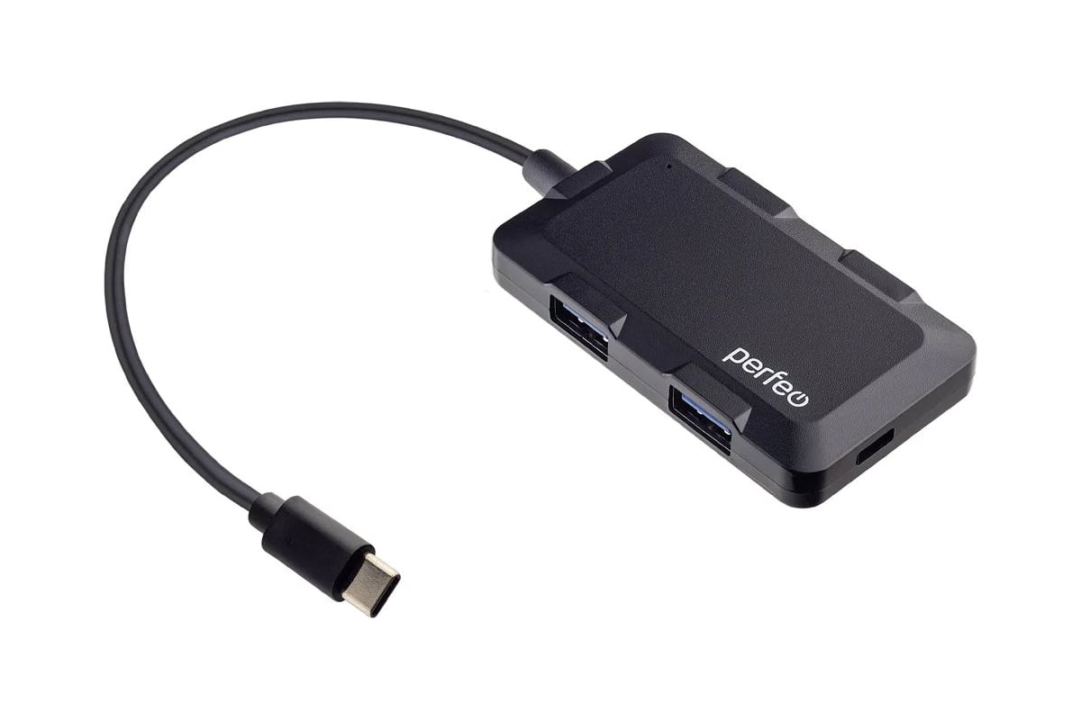 Разветвитель Perfeo USB C-HUB 4 Port, (PF-H046 Black) чёрный 30020202 - выгодная цена, отзывы ...