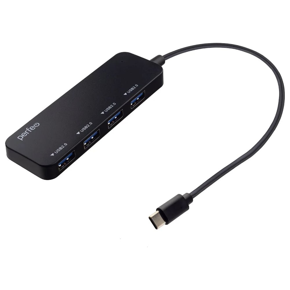 Разветвитель Perfeo USB C-HUB 4 Port, (PF-H048 Black) чёрный 30020204 - выгодная цена, отзывы ...