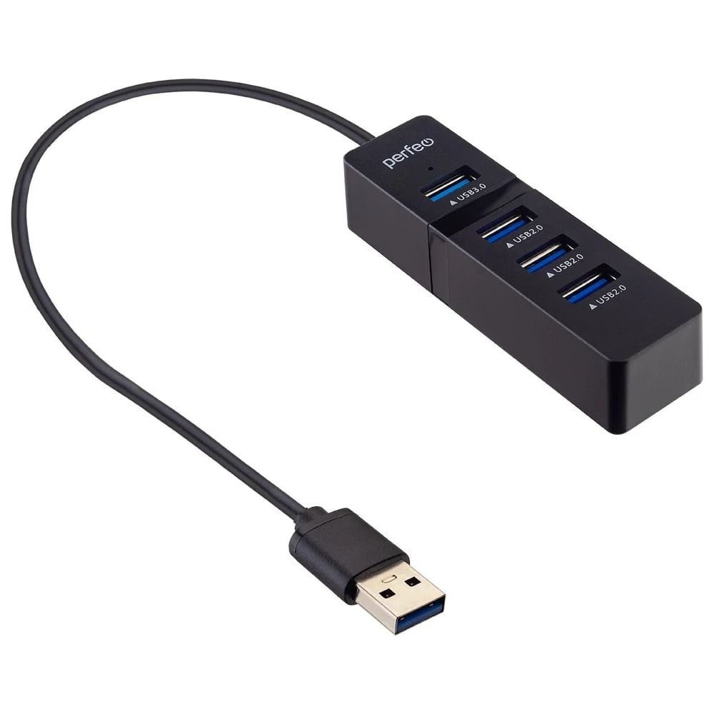 Разветвитель Perfeo USB-HUB 1 Port 3.0+3 Port 2.0 (PF-H041 Black) чёрный 30020194 - выгодная ...