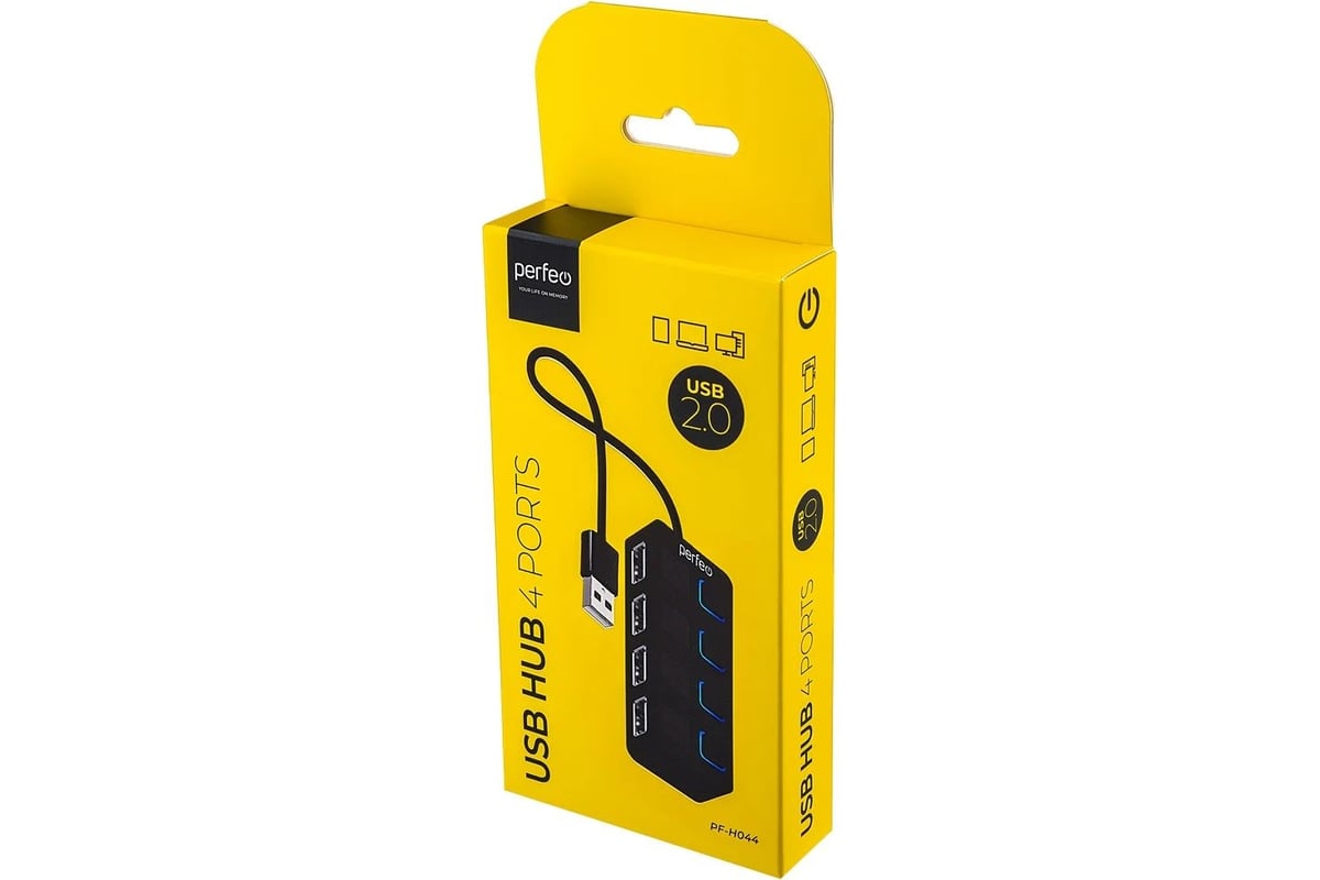USB-HUB Perfeo 4 Port, (PF-H044 Black) чёрный 30020198 - выгодная цена, отзывы, характеристики ...