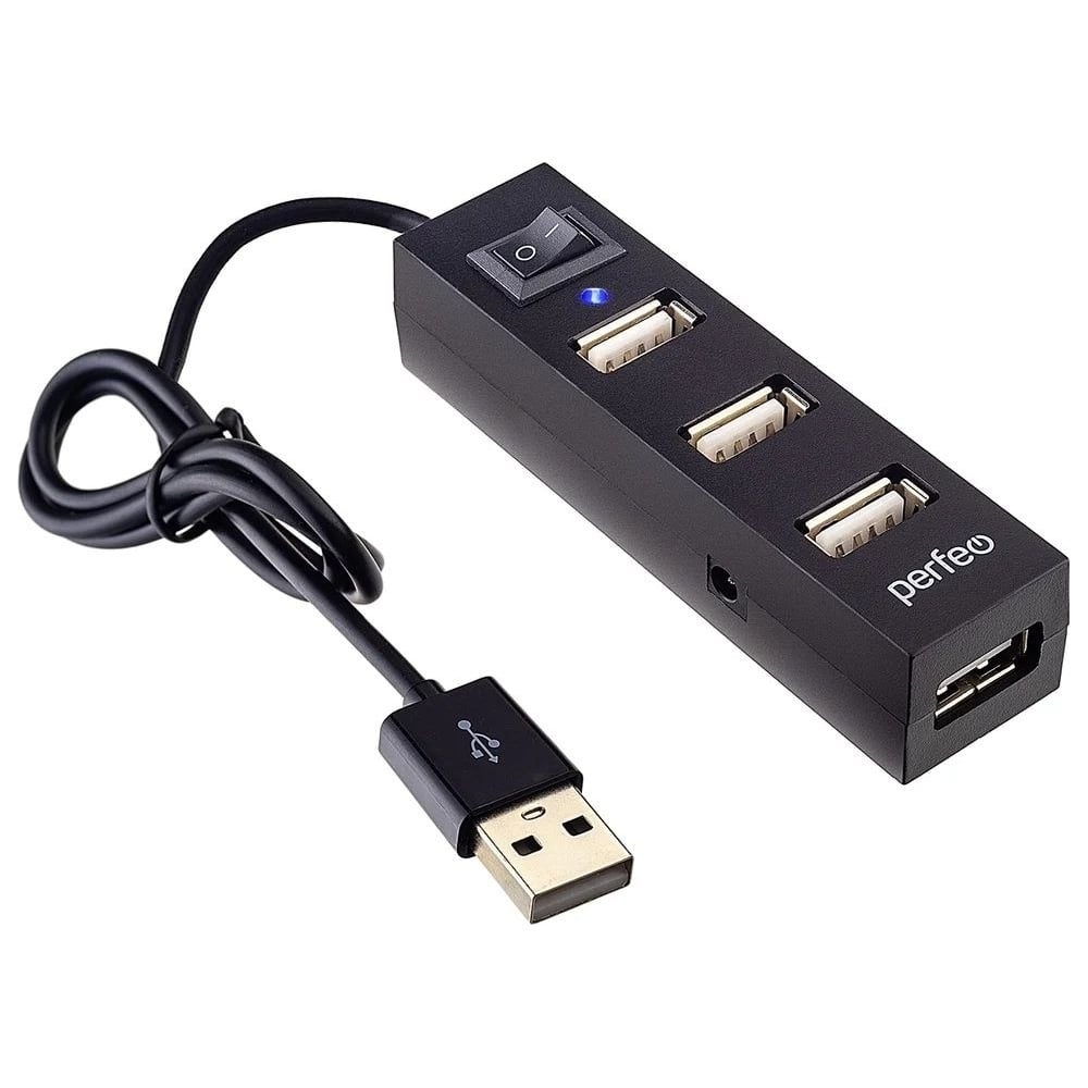 USB-HUB Perfeo 4 Port, (PF-H045 Black) чёрный 30020200 - выгодная цена, отзывы, характеристики ...