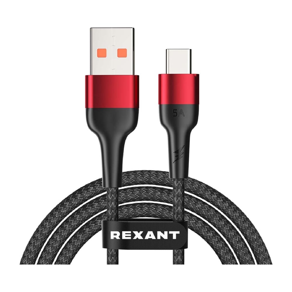 Кабель REXANT USB-A – Type-C, 5А, 50Вт, 1м, черный 18-7066 - выгодная цена, отзывы ...