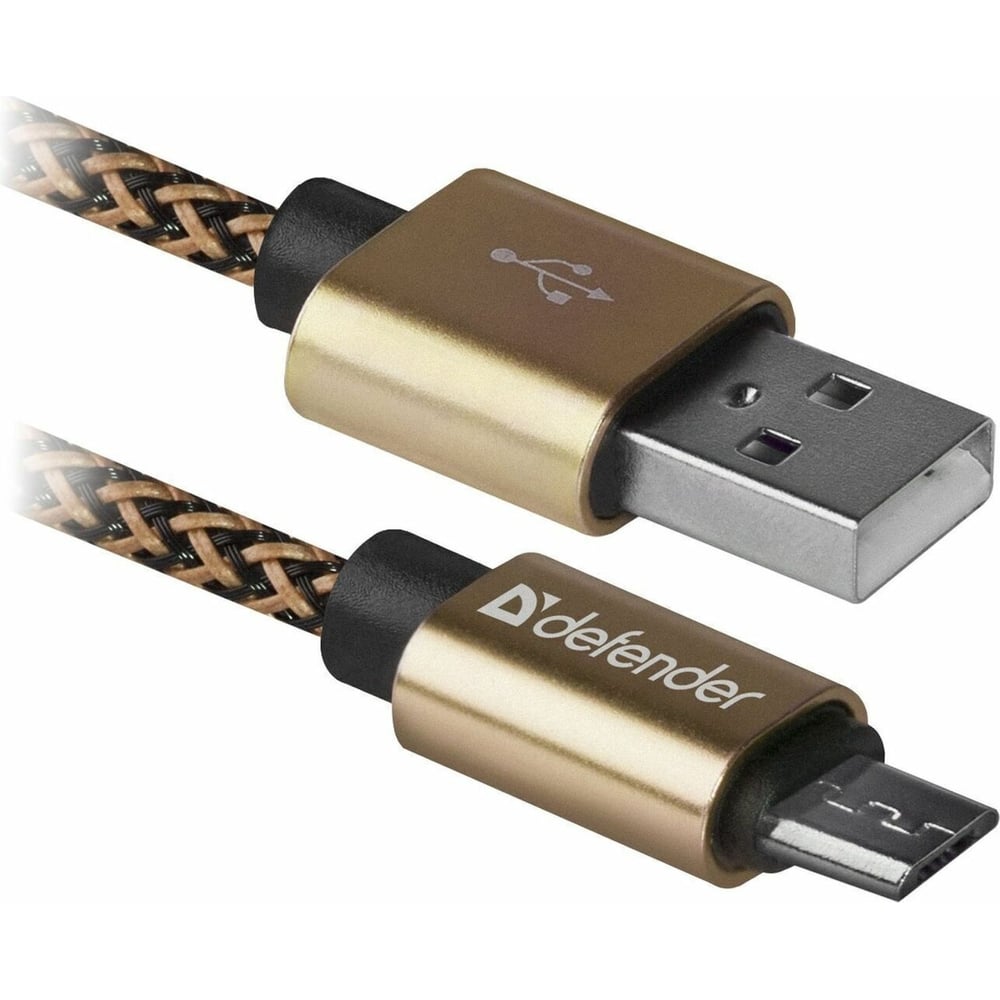 USB-кабель DEFENDER USB08-03T PRO USB2.0, AM-MicroBM, Золотой, 1m, 2.1A ...