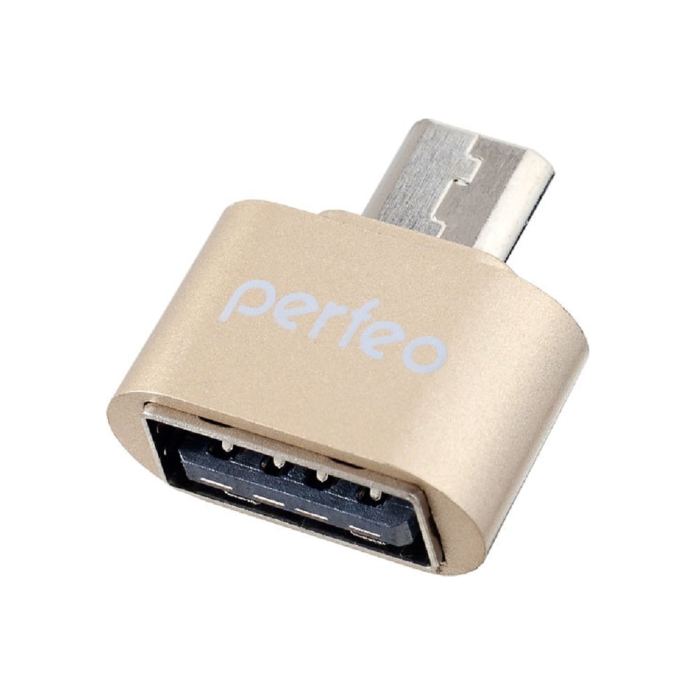 Адаптер USB на micro USB Perfeo с OTG золотой 30009040 - выгодная цена, отзывы, характеристики ...