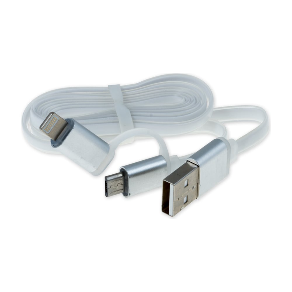 Зарядный дата-кабель Arnezi 2 в 1, от USB, Micro USB/iPhone-5/6, белый ...