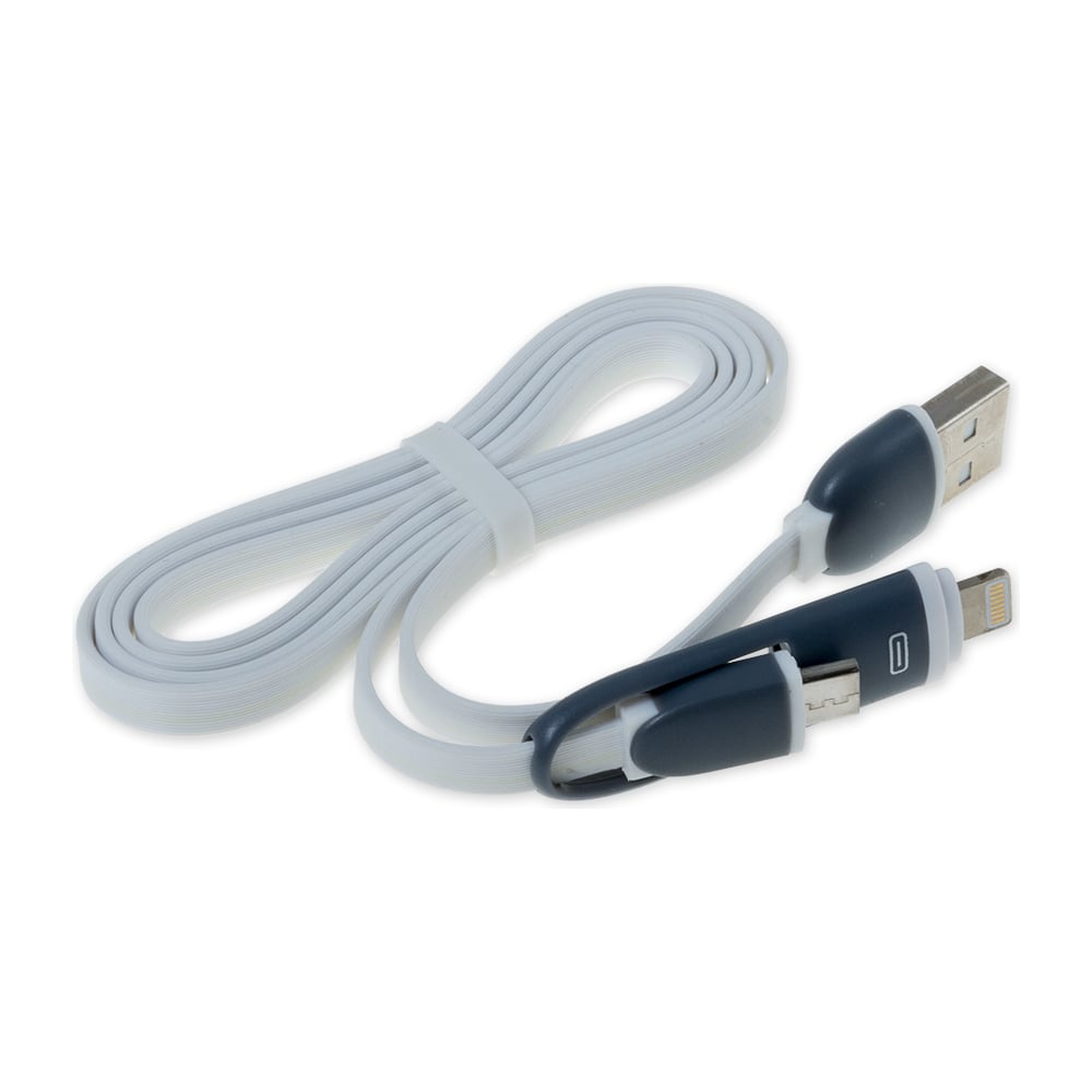 Зарядный дата-кабель Arnezi 2 в 1, от USB, Micro USB/iPhone-5/6, белый ...