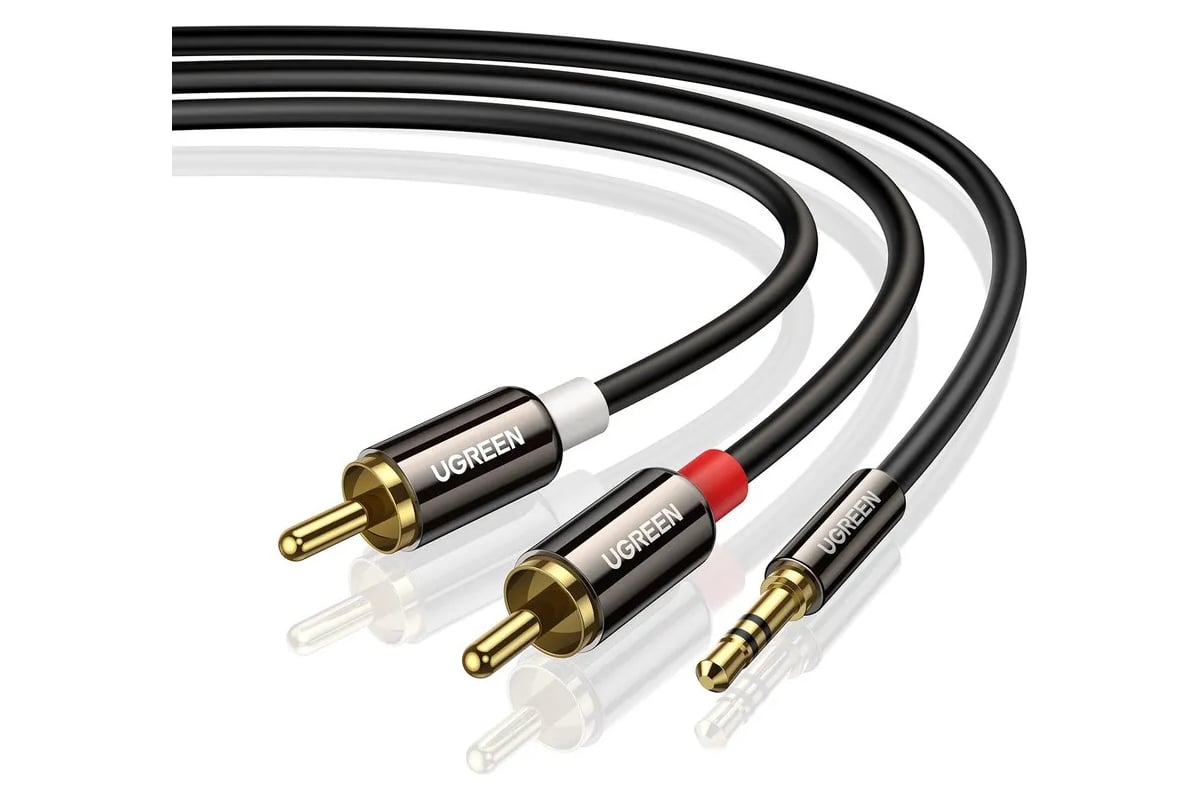 Кабель Ugreen AV116 3.5mm Male to 2RCA Male Cable, 5м, черный 10591 ...