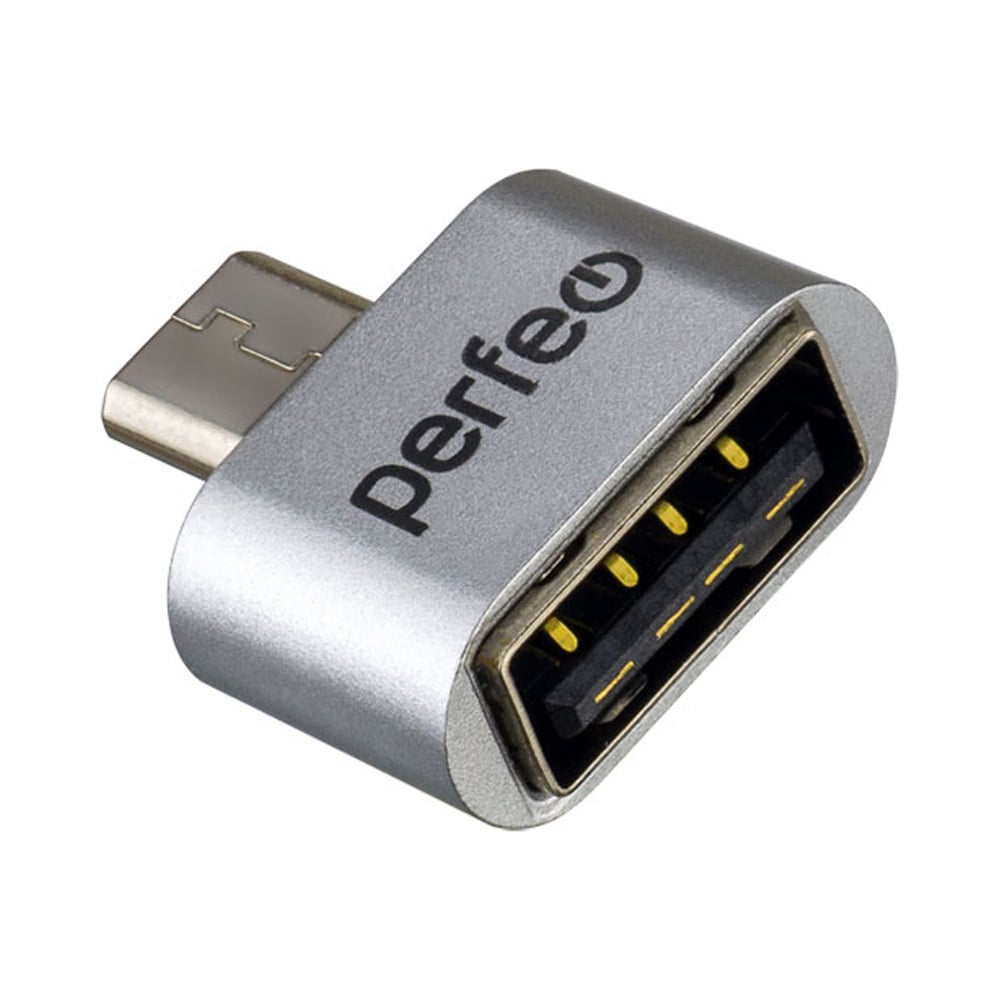 Адаптер Perfeo USB на micro USB c OTG, серебро 30014897 - выгодная цена, отзывы, характеристики ...