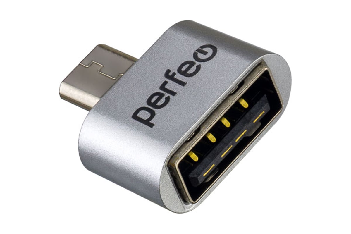 Адаптер Perfeo USB на micro USB c OTG, серебро 30014897 - выгодная цена, отзывы, характеристики ...