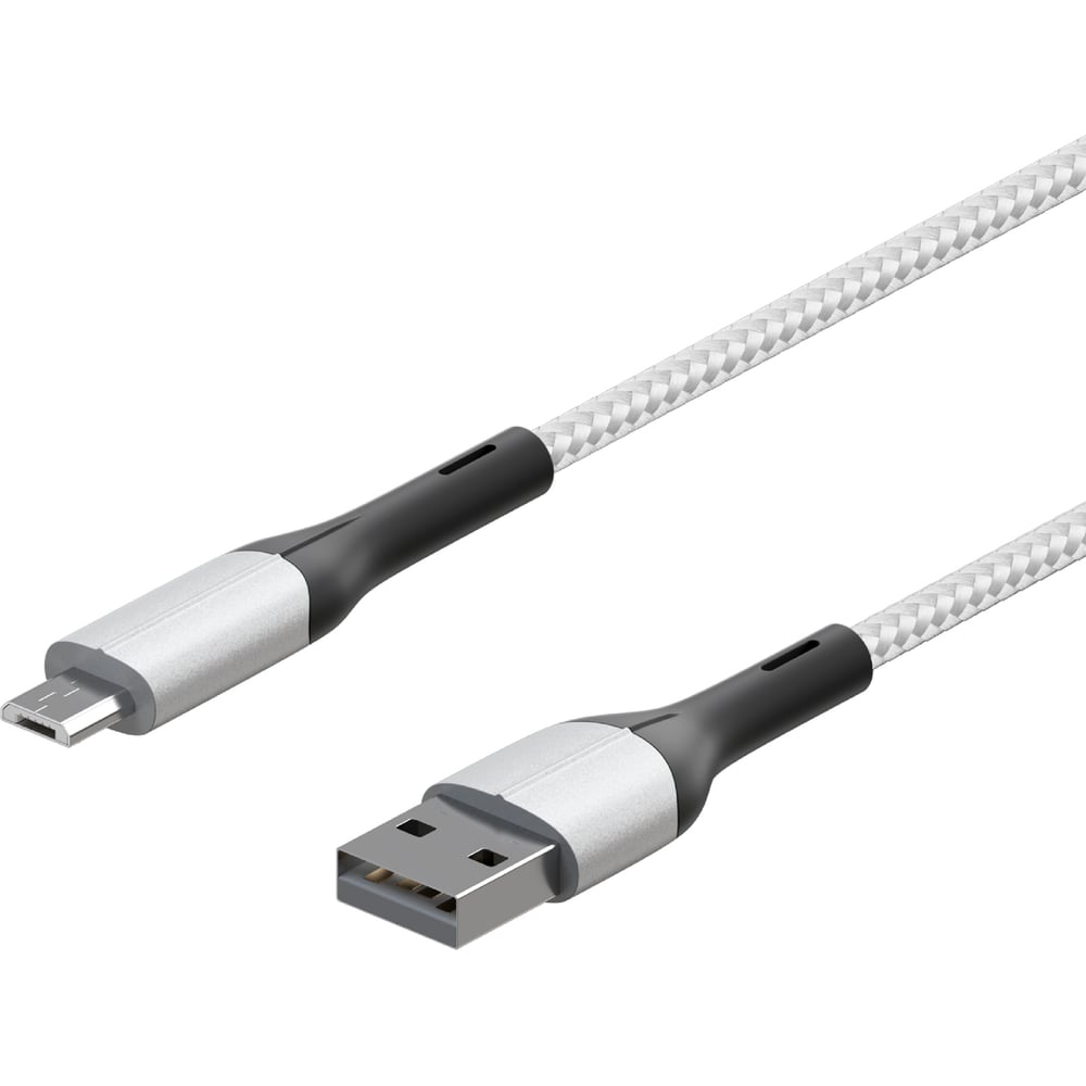 Кабель Interstep Micro USB-USB A USB2.0 Нейлон Белый 1.2м 72497 ...