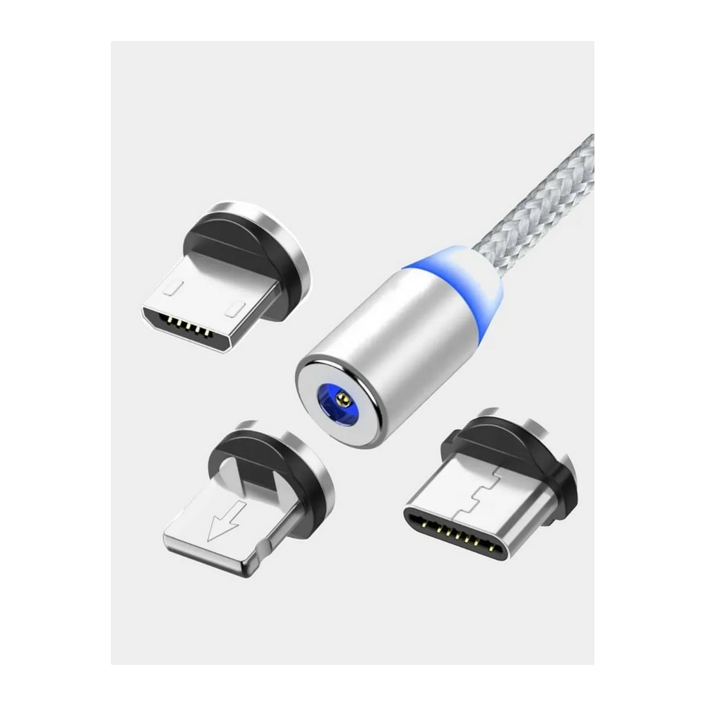 Дата-кабель Arnezi 3в1 USB-Micro/Type-C/Lightning (1м, 3А) магнитный ...
