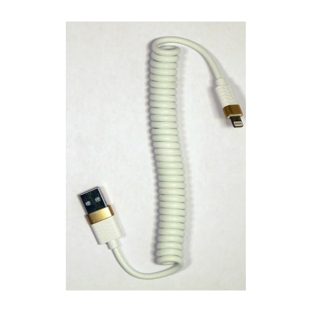 USB кабель Pro Legend Iphone 8 pin, спиральный, белый, 1.5м pl1289 ...
