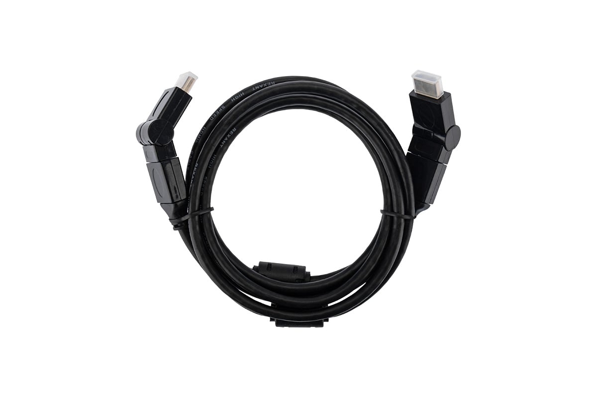 Кабель HDMI 1.4 REXANT Gold, 4К с фильтрами, штекер поворотный 360, 2 метра 17-6204-3 - выгодная ...