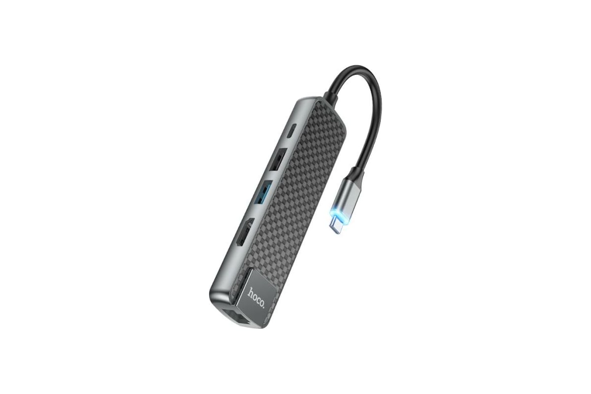 Переходник Hoco HB23 Easy view Type-C адаптер HDMI+USB3.0+USB2.0+RJ45 ...