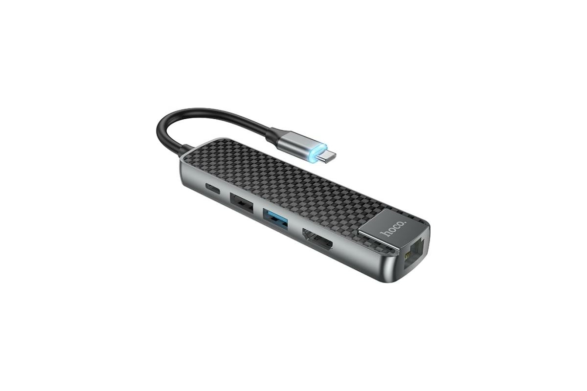 Переходник Hoco HB23 Easy view Type-C адаптер HDMI+USB3.0+USB2.0+RJ45 ...