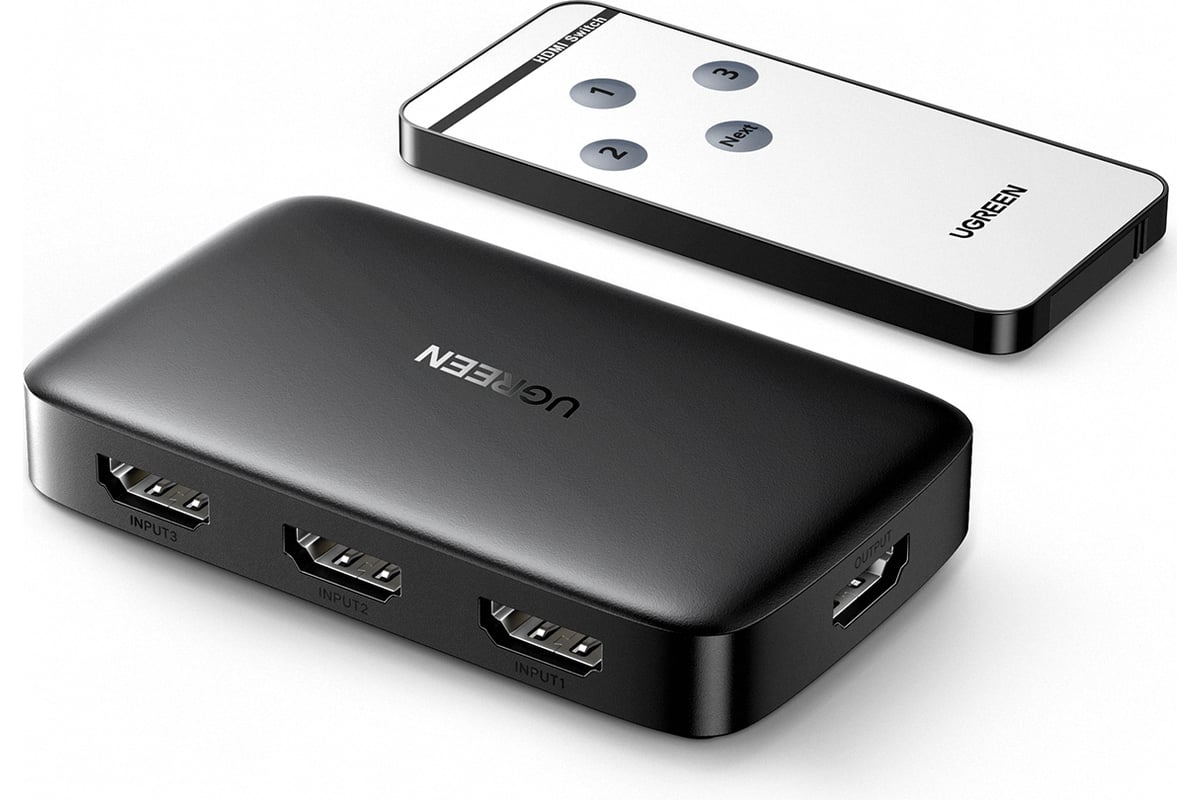 Переключатель Ugreen 3xHDMI 1,4, 4K, с пультом дистанционного ...