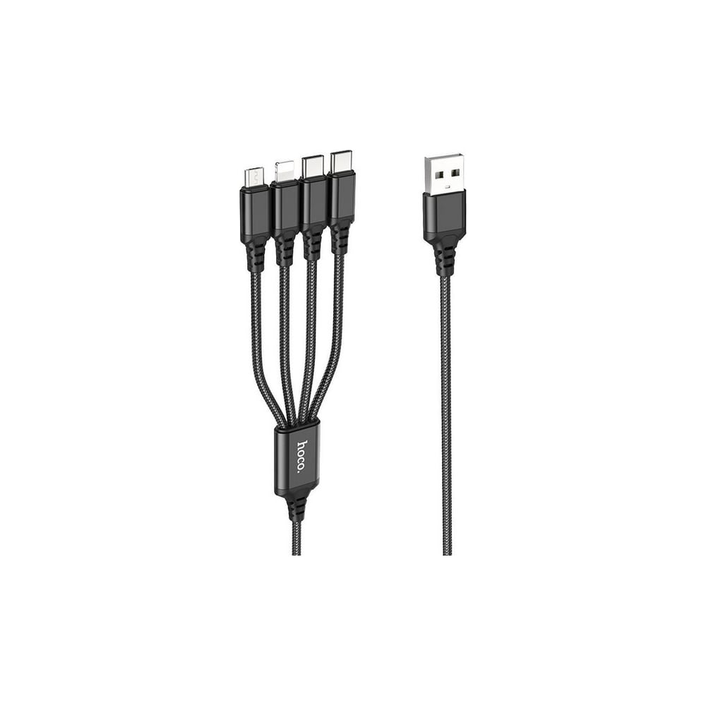 Usb кабель Hoco x76 lightning 8-pin/microusb/2xtype-c, 4в1, 1м, нейлон ...