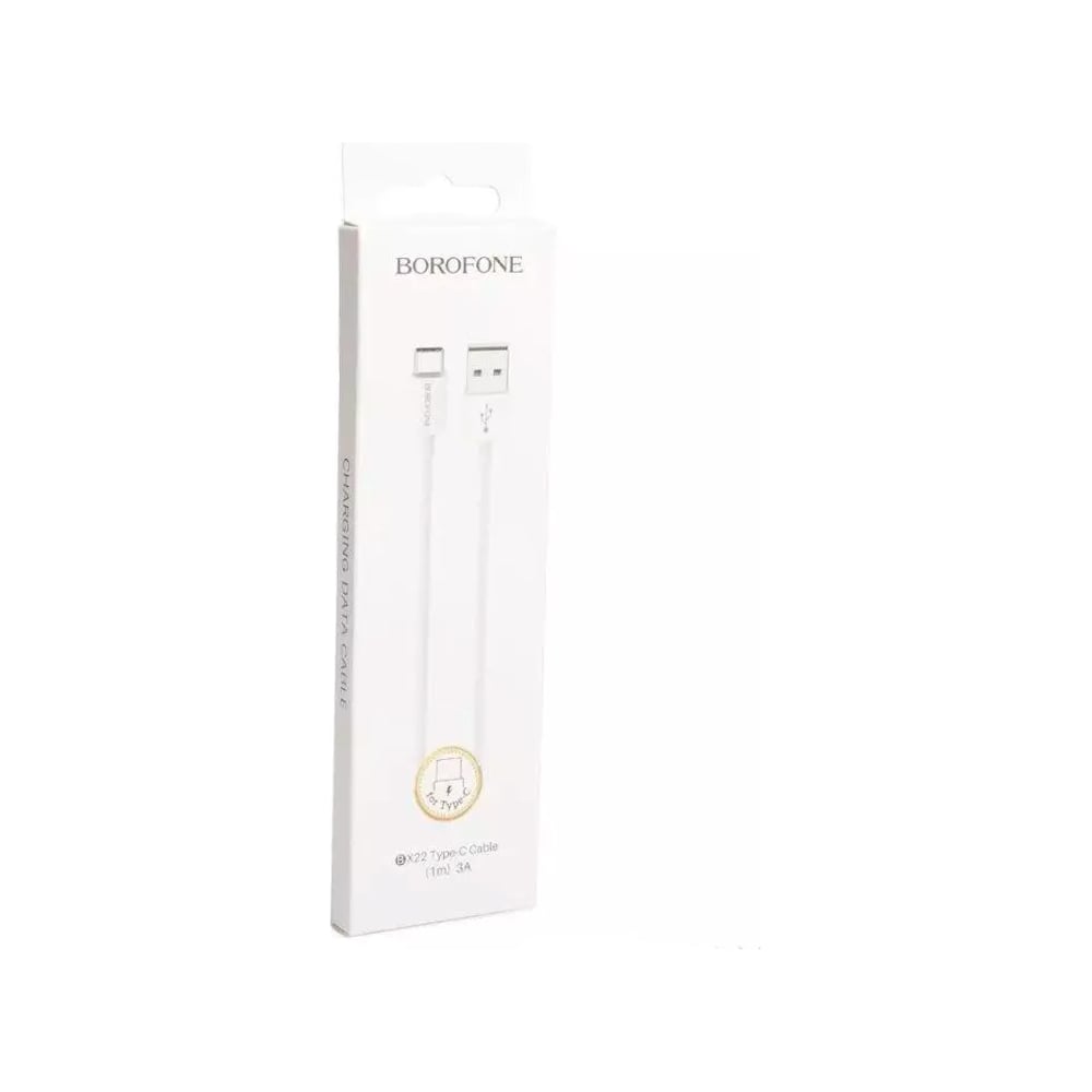 Usb кабель Borofone bx22 bloom type-c, 1м, 3a, pvc, белый 0L-00044324 ...