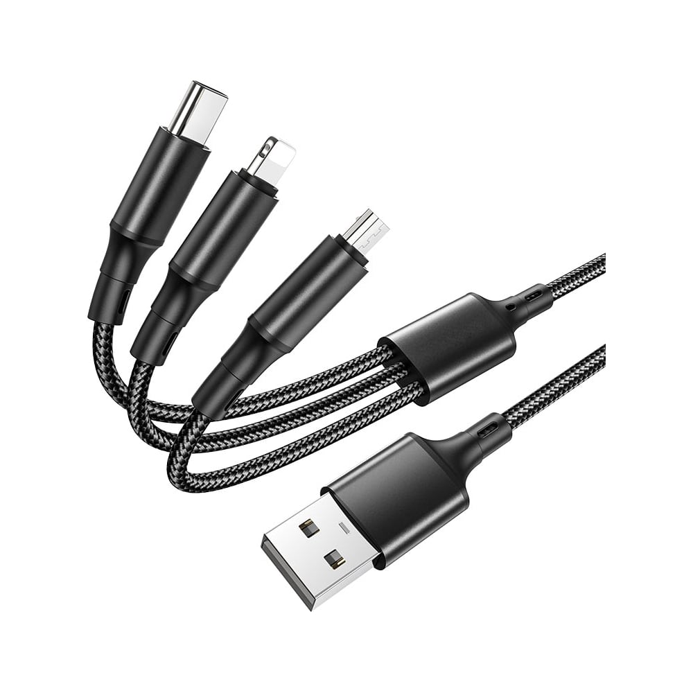 USB кабель Borofone bx50 fresco lightning 8-pin/microusb/type-c, 3в1 ...