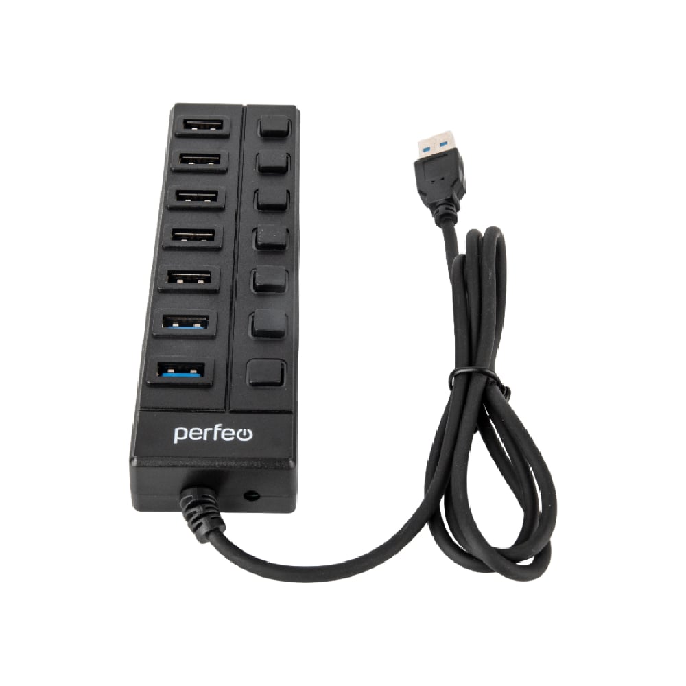 USB-HUB Perfeo 7 Port, (PF-H036 Black) черный 30015353 - выгодная цена, отзывы, характеристики ...
