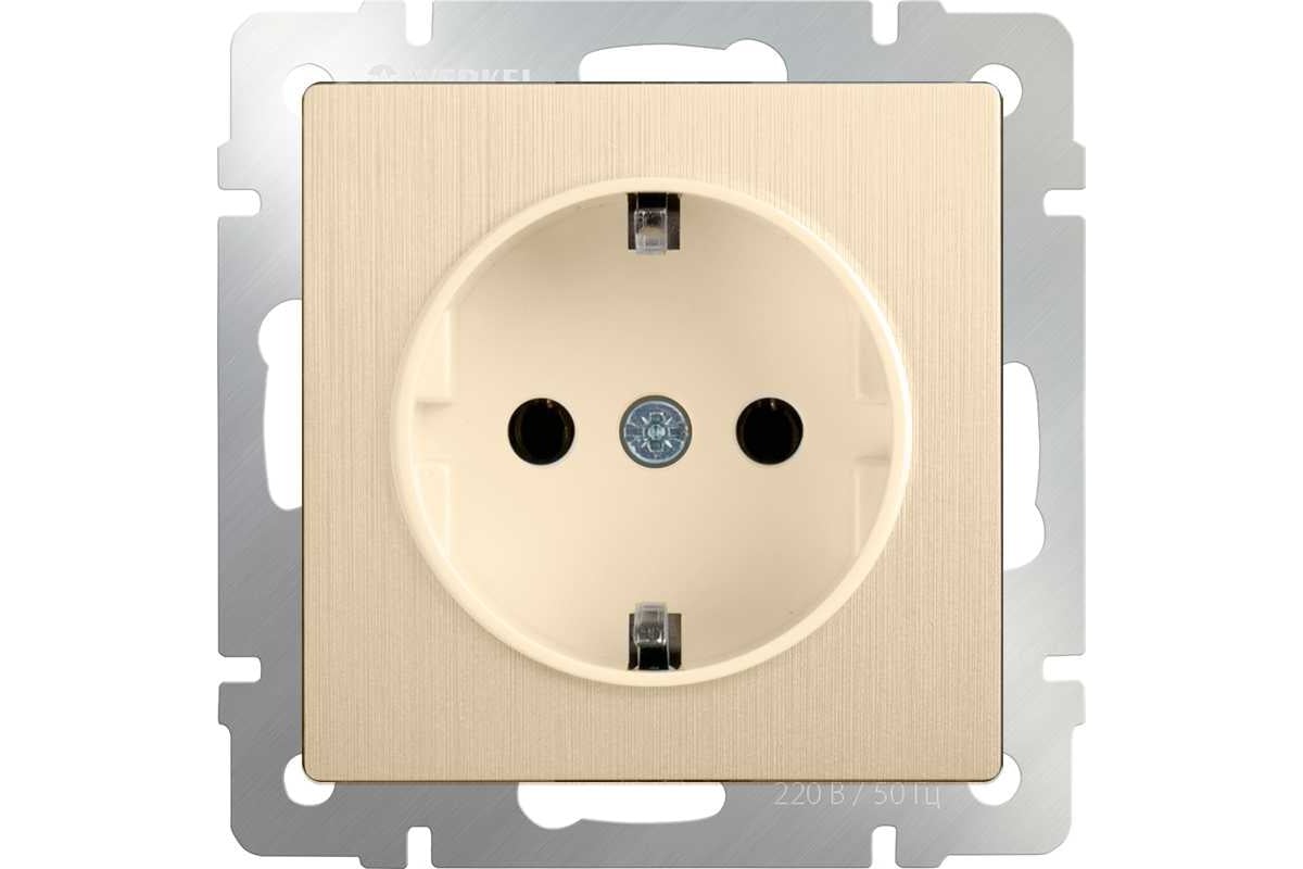 Розетка WERKEL WL10 SKG 01 IP20 с заземлением шампань рифленый a035618 ...