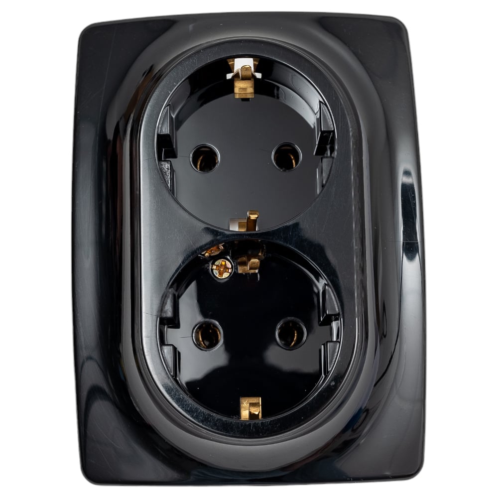 Розетка ЭРА 12-2106-06 2X2P E Schuko, 16A-250В, IP20, 12, чёрный ...