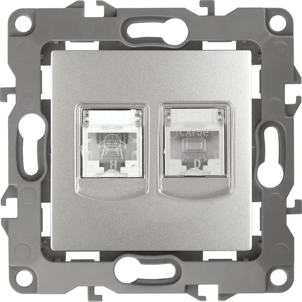Комбинированная розетка ЭРА 12-3109-03 RJ45 RJ11, IP20, 12, алюминий ...