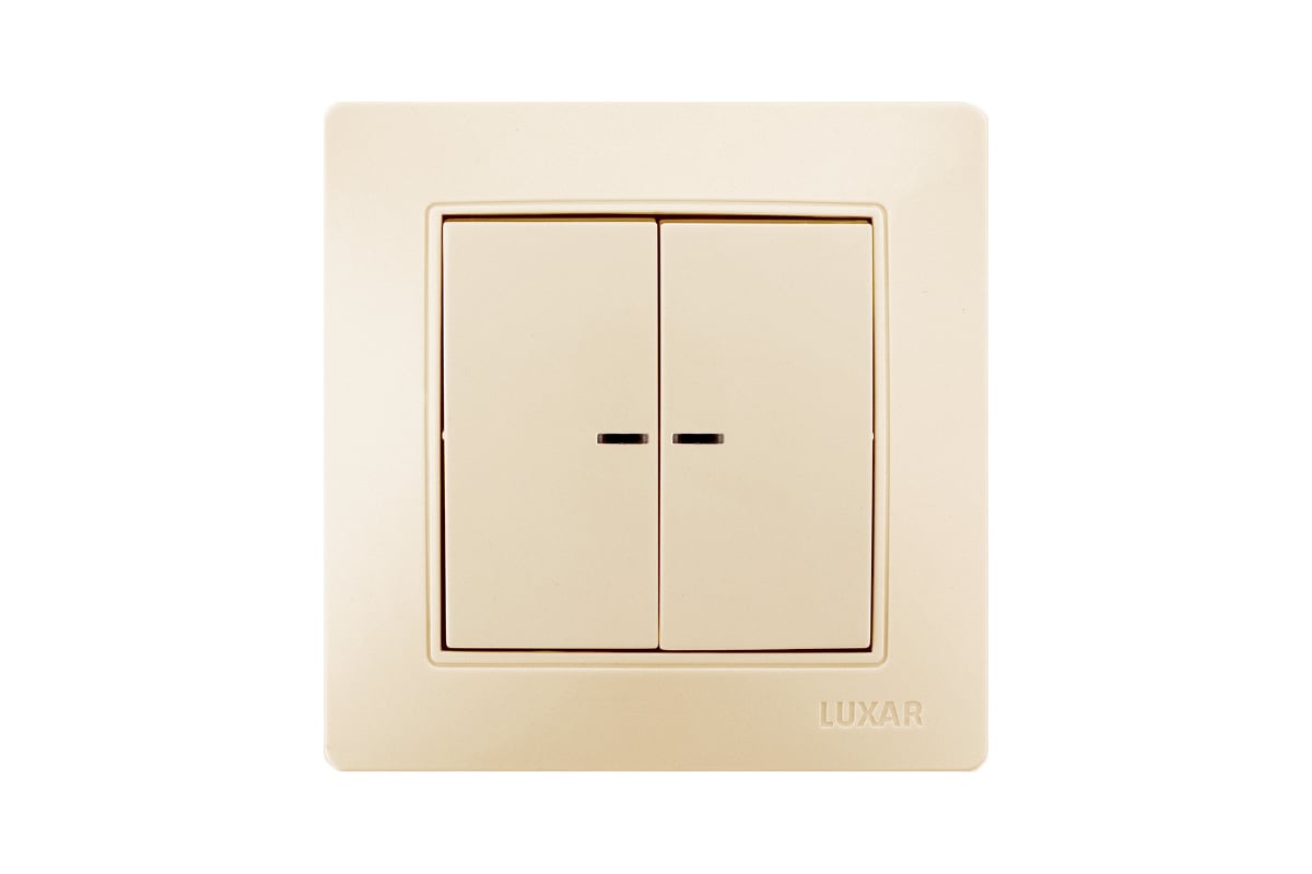Выключатель LUXAR Novo с/у 2 клавиши, с подсветкой, кремовый, 250В 10А ...