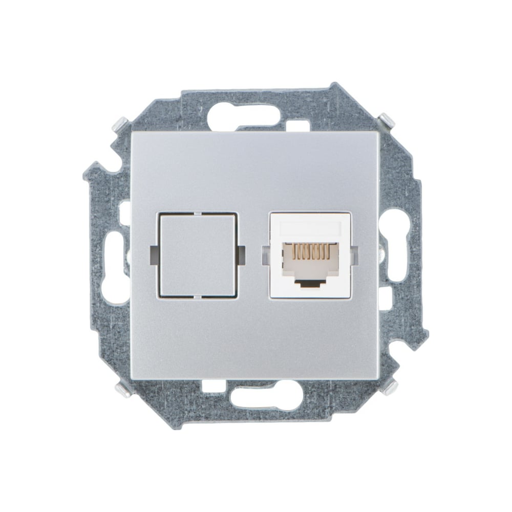 Компьютерная розетка Simon RJ45 кат.5е, Systimax, алюминий 1591598-033 ...