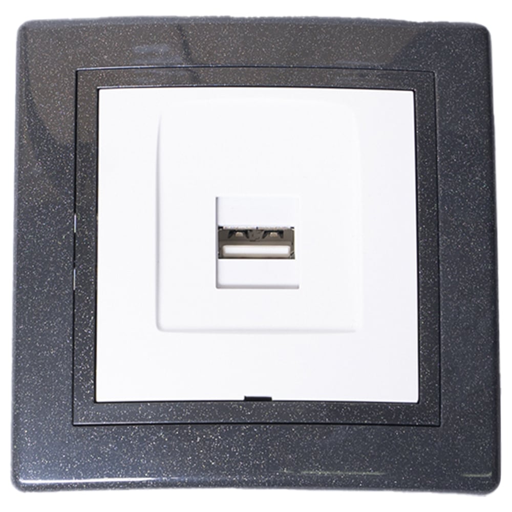 Розетка USB Aling-Conel PRESTIGE тип А, с Keystone модулем, графит ...