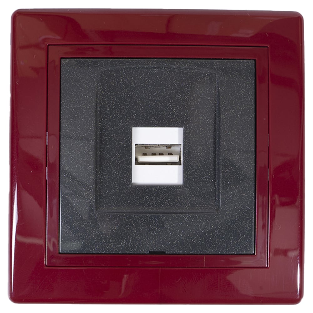 Розетка USB Aling-Conel PRESTIGE тип А, с Keystone модулем, бордо-бордо ...