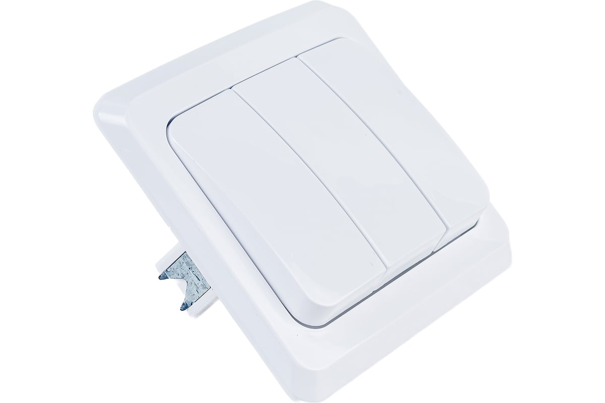 Выключатель Systeme Electric 3-клавишный СП Этюд 10А белый SchE BC10 ...