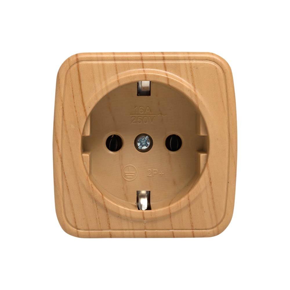 1-местная розетка EKF Минск ОП 16А с заземлением светлое дерево EGR16-028-30 - выгодная цена ...