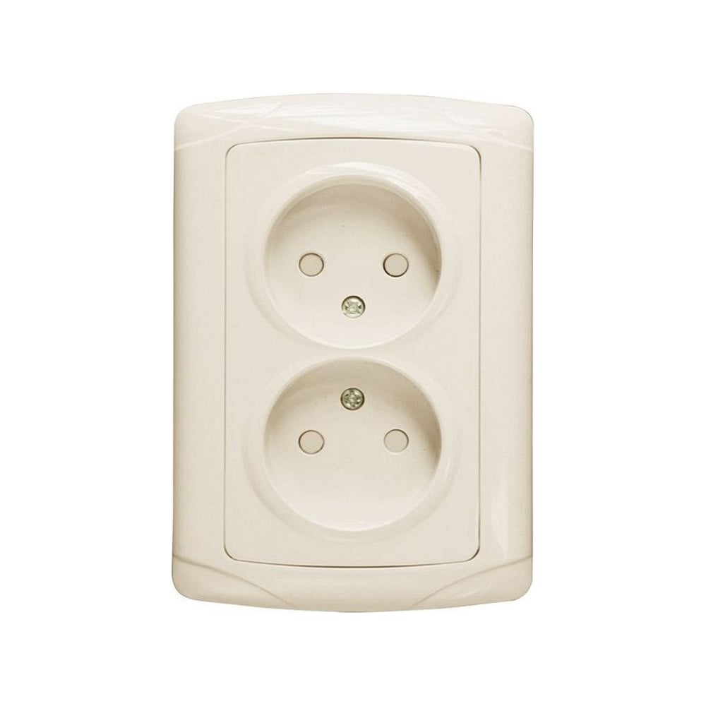 2-местная розетка EKF София с заземлением, 16А, с защитной шторкой, бежевая Simple SQELR16-128 ...