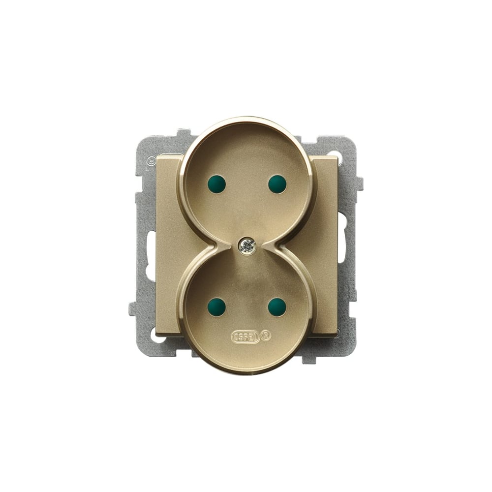 Розетка Ospel Sonata 2-я б/з со шторками, без рамки, шампанский золотой ...